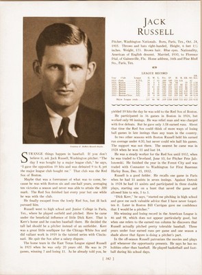 1933 Jack Russell Boston Red Sox 1930s Vintage Baseball Photo Page 8x10 ...