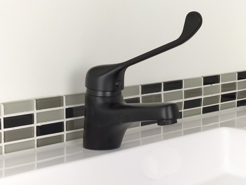 MATTE BLACK DISABLED MIXER TAP LONG LEVER HANDLE AS1428.1 FLICK HAND ...