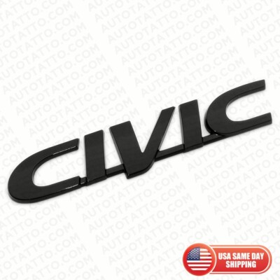 Black Civic Emblem Badge Decal Sticker Trunk Honda JDM Tuner 96-00 6th ...