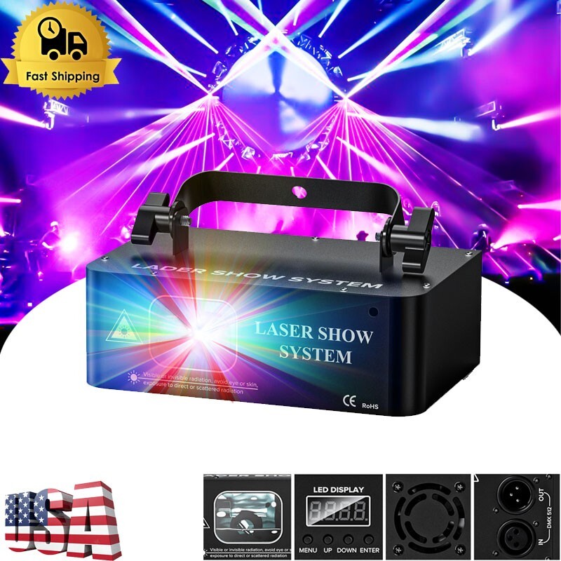 500mW DMX RGB LED Laser Beam Scanner Projector DJ Party Stage Laser ...