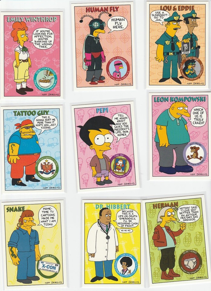 1994 SKYBOX / BONGO COMICS THE SIMPSONS LOT (18) NED SMITHERS OTTO MOE ...