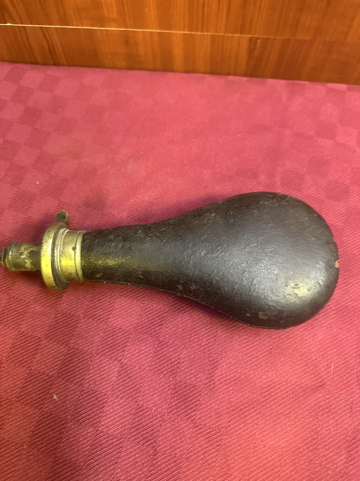 Super Rare 1850's James Dixon & Sons Brass and Leather Powder Flask ...