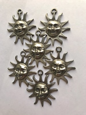 Pewter Sun Charm Pendants 16 Pcs 25mm Antique Pewter Color | eBay