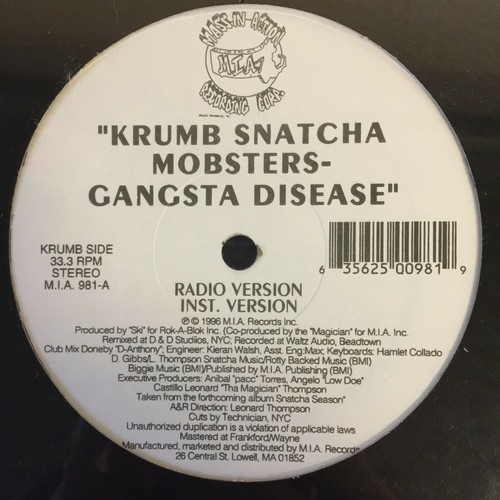 KRUMB SNATCHA MOBSTERS-GANGSTA DISEASE 12" OG 1996 NEW/SEALED | eBay