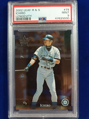 🌟 2002 Leaf Rookies & Stars Longevity Ichiro /100 #79 PSA 9 MINT RARE ...
