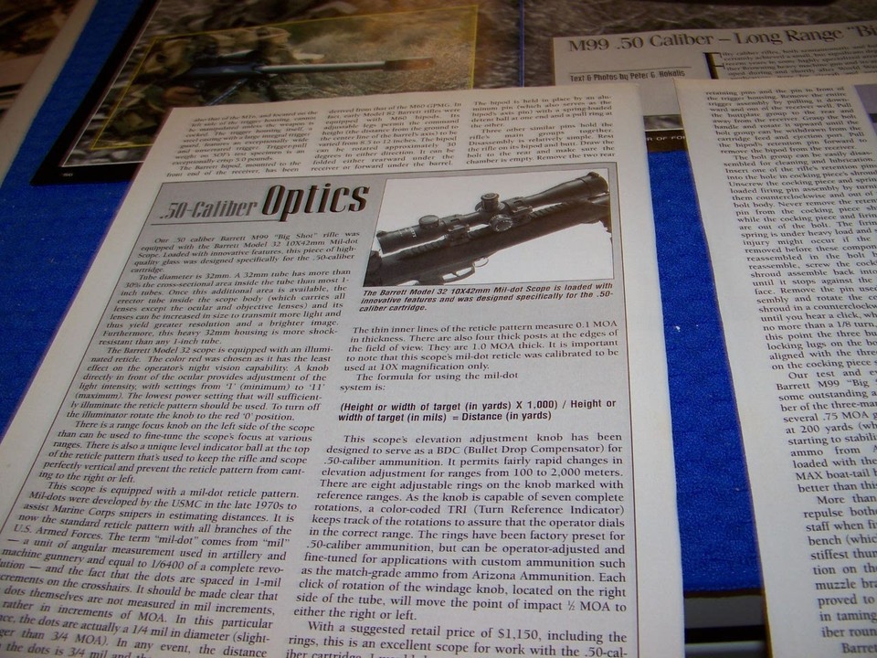 BARRETT M99 (.50 CAL) "LONG RANGE BIG SHOT"..PHOTOS/HISTORY/DETAILS ...