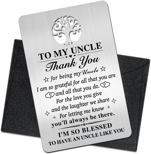 To My Uncle Thank You for Being My Uncle Wallet Card, Engraved Metal ...