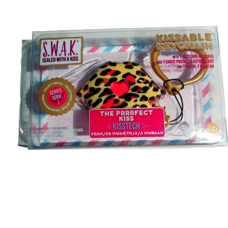 Novelty SWAK Keychain Sealed with Kiss Red Animal Print Lips Retro ...