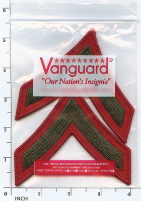 USMC Private First Class PFC Marines E2 Chevrons PATCH set! green/red ...