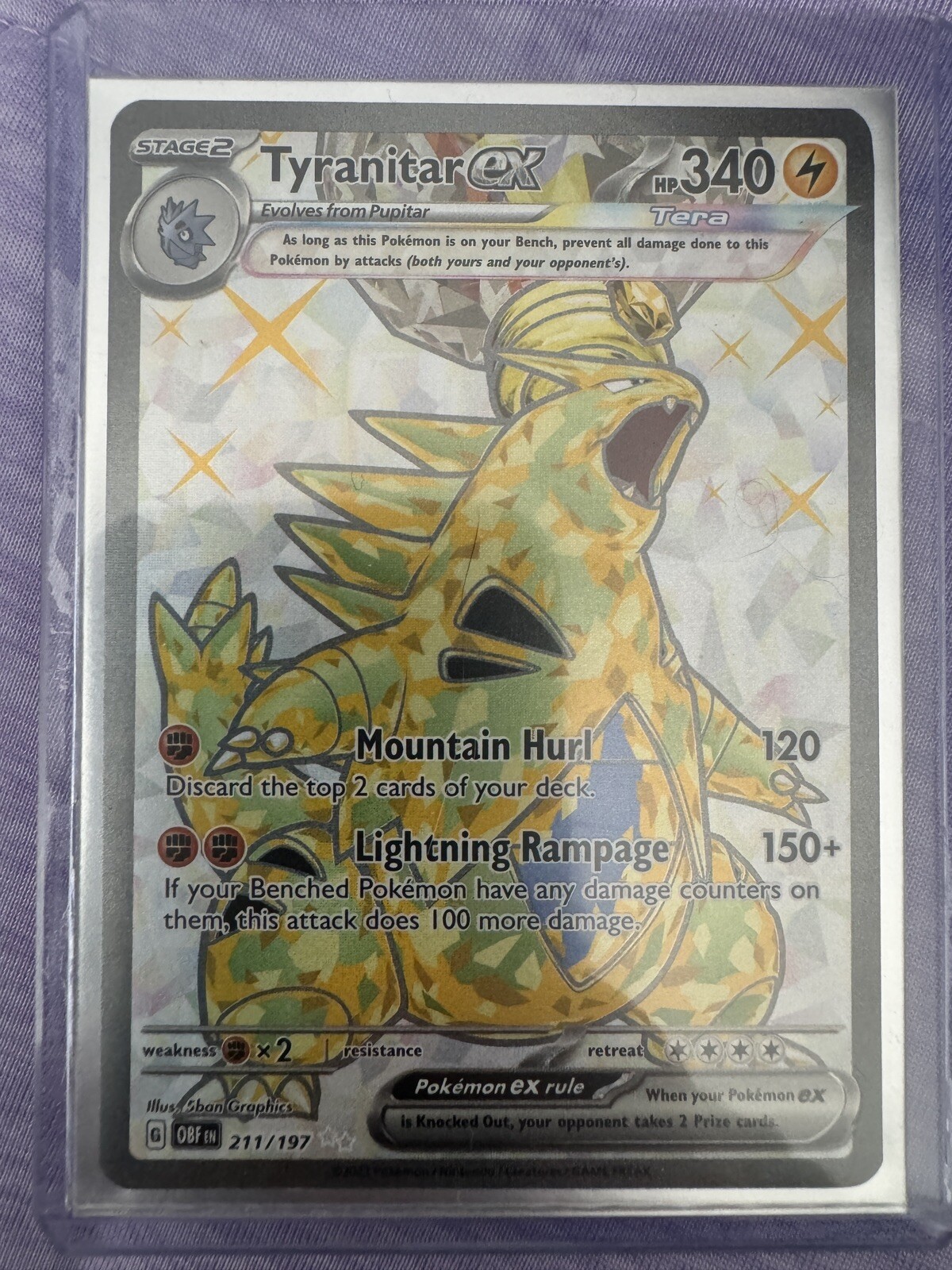 Pokémon TCG Tyranitar ex Sv03: Obsidian Flames 211/197 Holo Ultra Rare ...