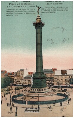 Paris Bastille Square July Column 1922 Postcard France Posted | eBay