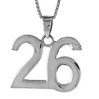 Sterling Silver Any One Number Pendant from 25 to 49 w/ 18" Italian Box ...