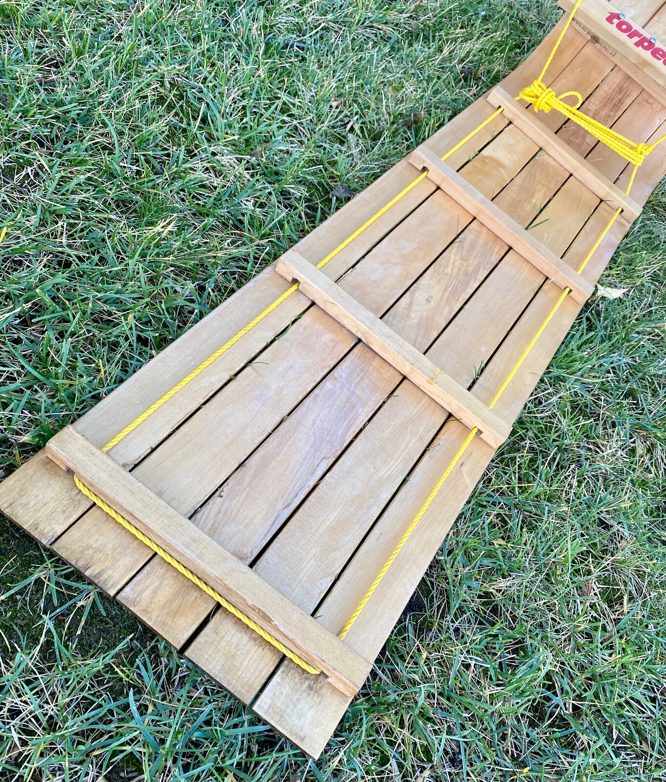 Vintage 1995 TORPEDO Wooden Snow Toboggan 48"L - Made in Canada | eBay