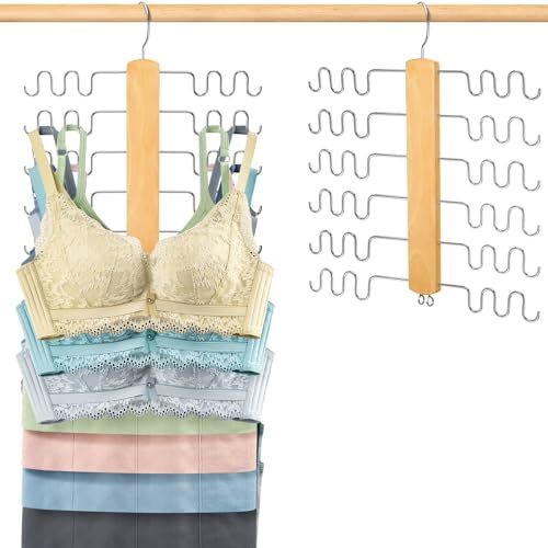 Bra Hangers, Wooden 360° Swivel Hanging Bra Organizer Closet Tank Top ...