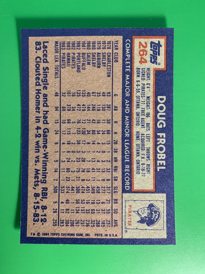 1984 Topps Doug Frobel RC #264 Pittsburgh Pirates | eBay