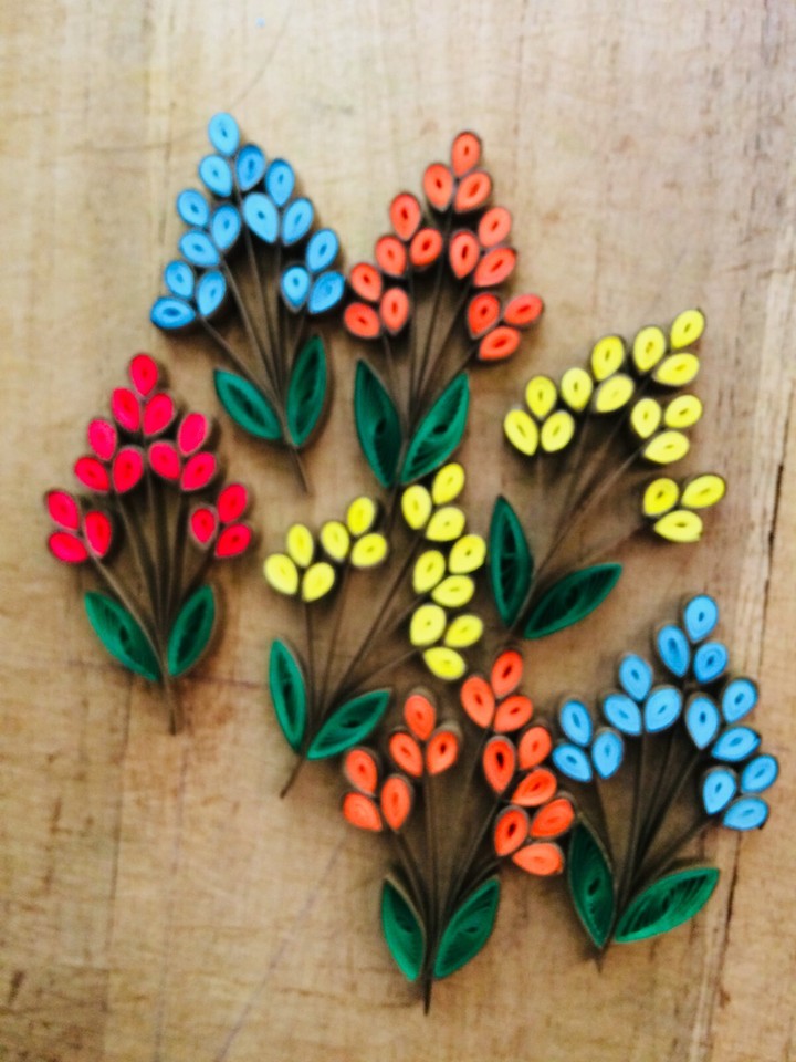 Paper Quilling Flower Bud leaves Branch for cards, wall deco 25lot | eBay