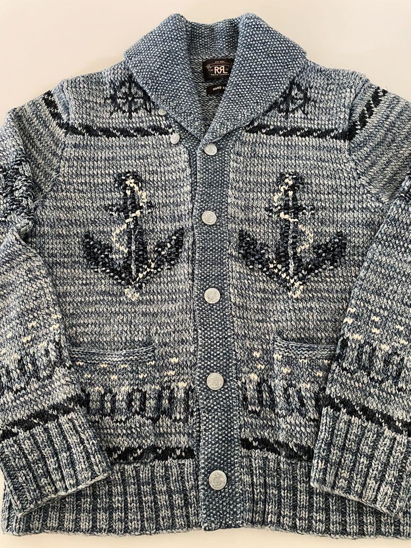 RRL HAND KNIT Shawl Collar Anchor Pattern Cardigan si… - Gem