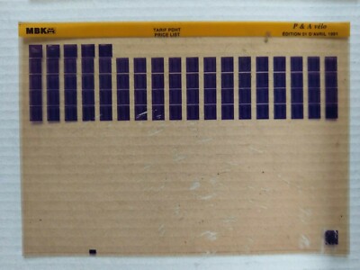 Microfiche MBK TARIF PDHT PRICE LIST P & A Vélo édition 01 04/91 | eBay