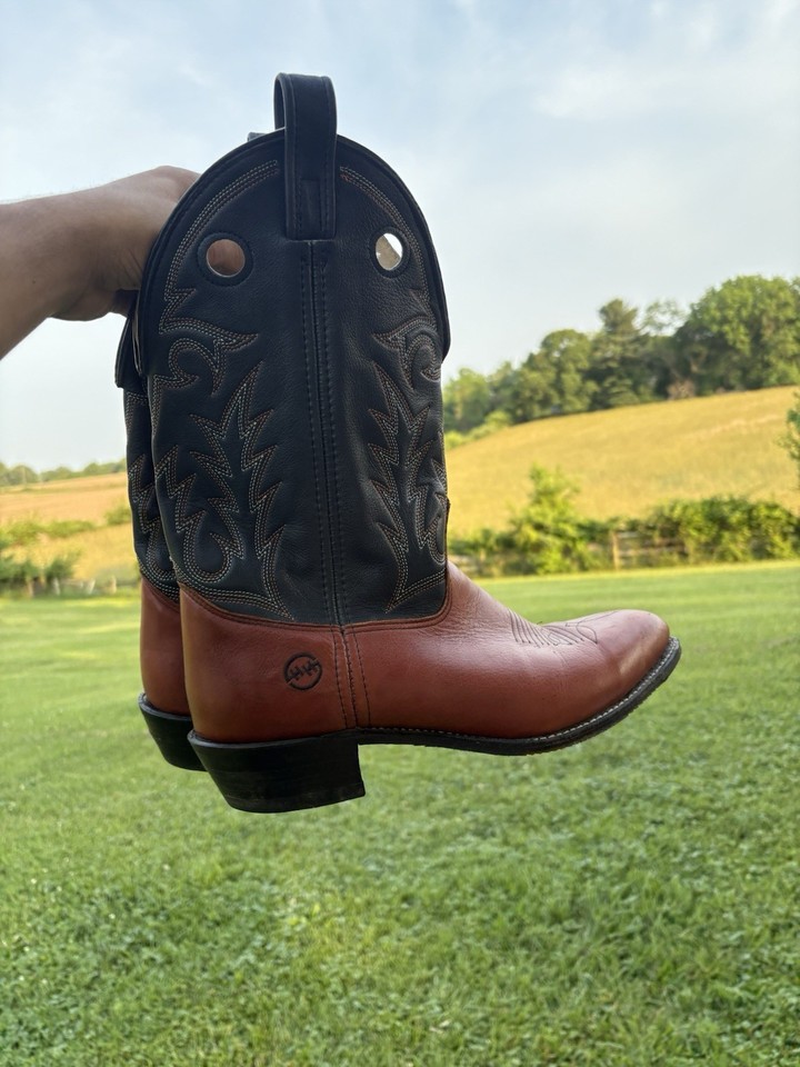 Double H AG7 Bull Rider Boots Men Size 12 EE Blue Brown Leather Western ...