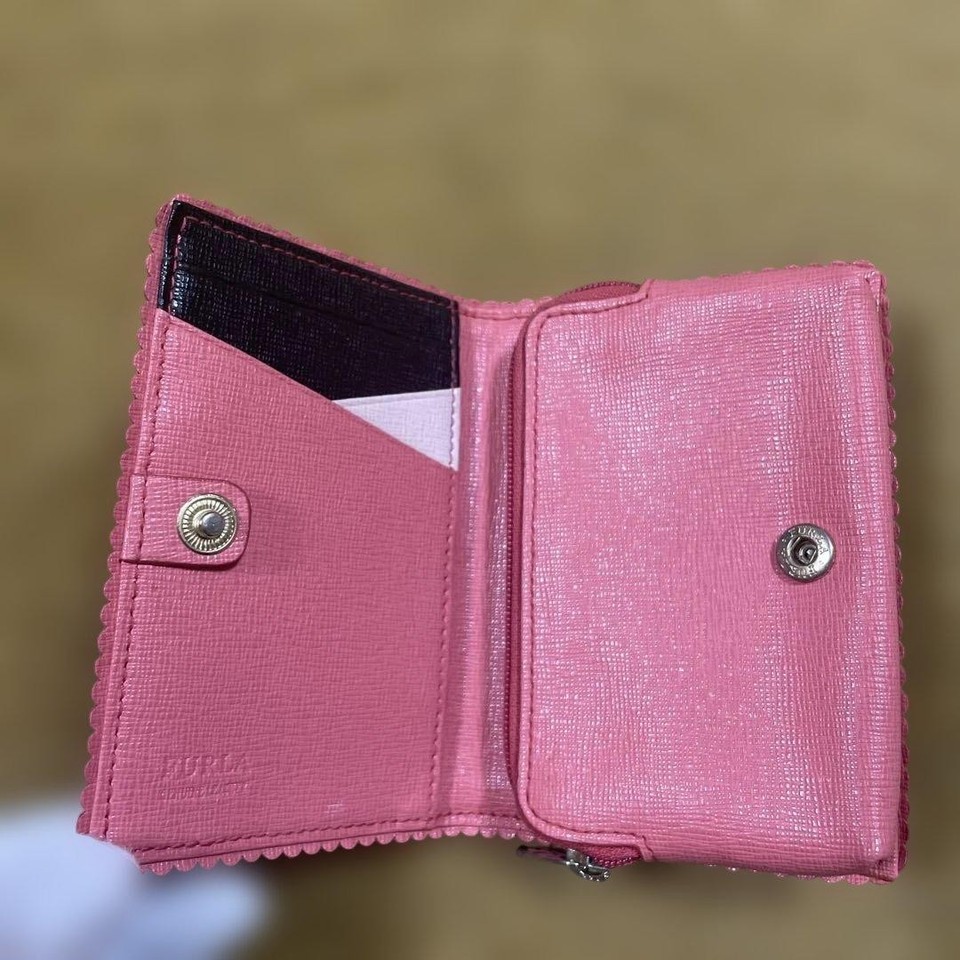 FURLA Wave Pattern Pink Wallet Excellent with Box | eBay