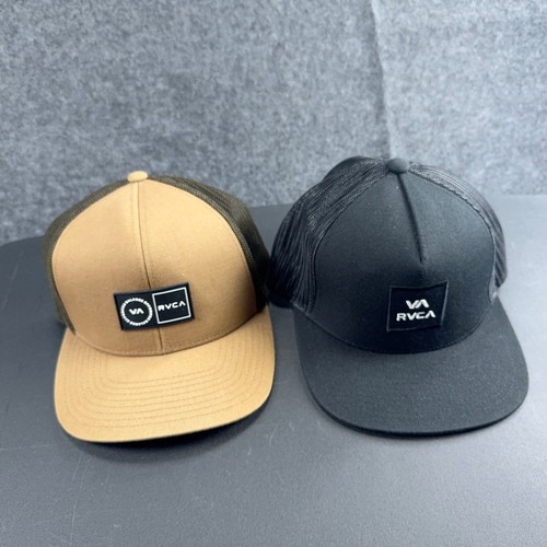 LOT OF 2 VA RVCA Flat Brim Snapback Trucker Hats Mesh Back Cap ...