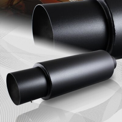 4" N1 Tip Black Stainless Steel 3" Inlet Racing Weld Exhaust Muffler ...