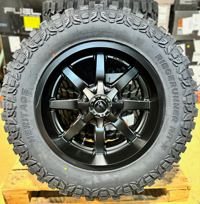 20x10 Fuel D436 Maverick Black 35" MT Wheels Tires 6x5.5 Chevy ...