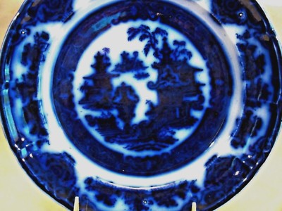 Antique Transfer Flow Blue The Temple 8 3/4"-9" Ironstone Plate 1834 ...