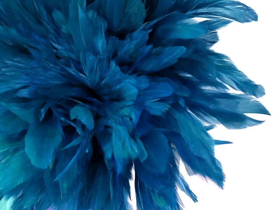 4 Inch Strip - Turquoise Blue Bleached & Dyed Strung Rooster Schlappen ...