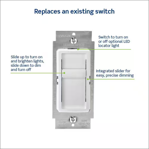 Leviton SureSlide Dimmer Switch for Dimmable LED, Halogen ...