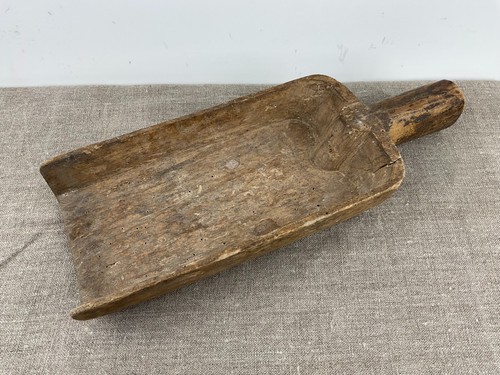 Large Wooden Scoop Hand Carved Wood Grain Ladle Antique Primitive ...