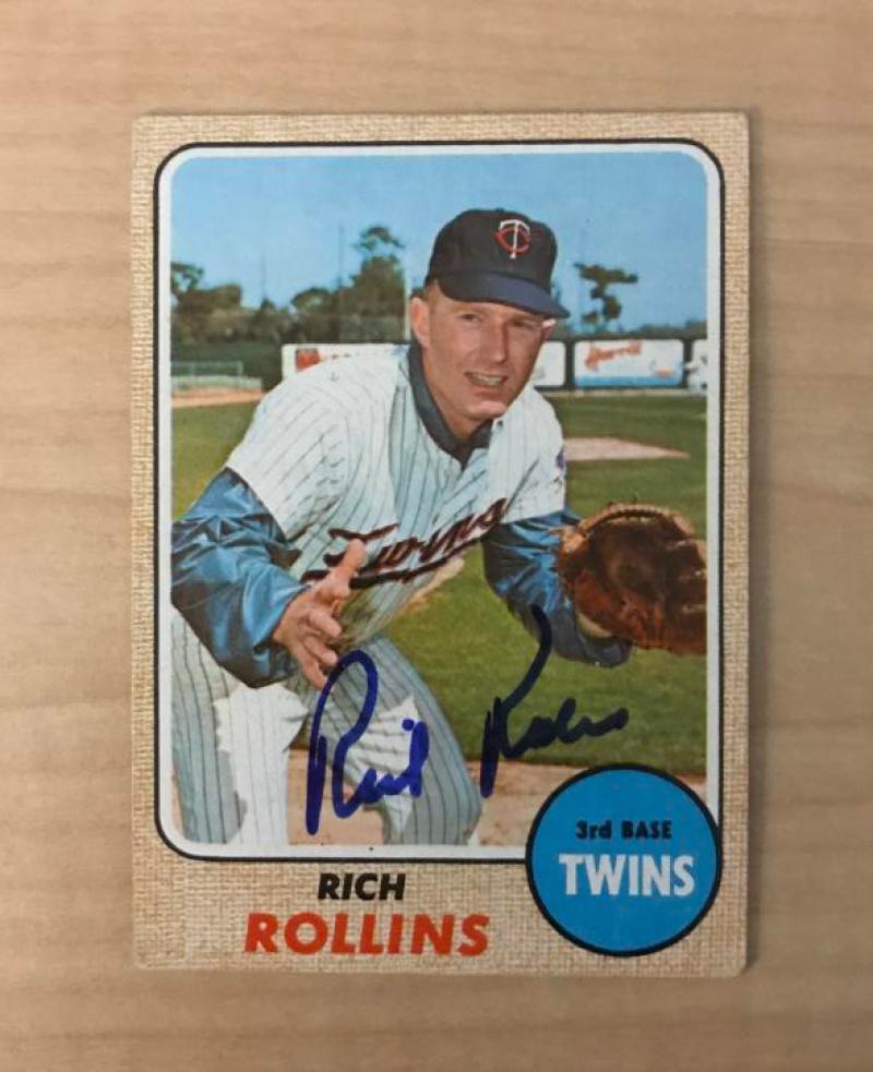 RICH ROLLINS MINNESOTA TWINS SIGNED AUTOGRAPHED 1968 TOPPS CARD #243 W ...
