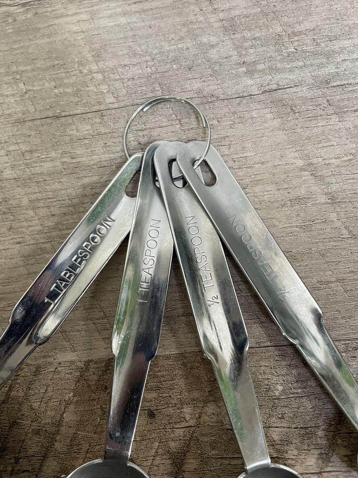 Connected Set of Four Stainless Steel Measuring Spoons | eBay
