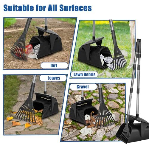 Pooper Scooper Swivel Bin & Rake Kit with 40 Waste Bags, 37" Long ...