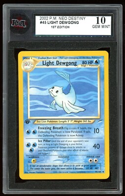 2002 Pokemon Neo Destiny #45 Light Dewgong 1st Edition KSA 10 Gem Mint ...