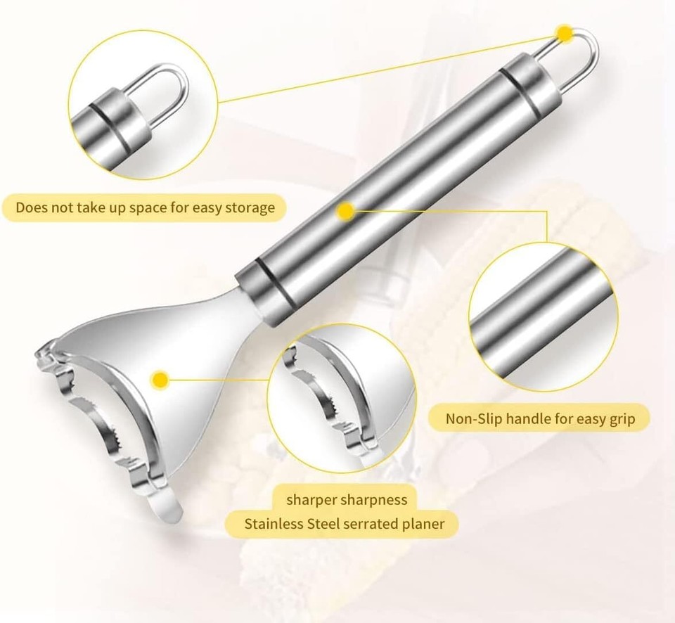 One-Step Corn Peeler Thresher Tool Kitchen Cob Kerneler Cutter Stripper ...
