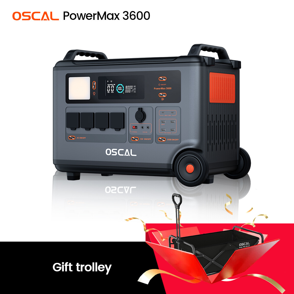 OSCAL Portable Power Station 3600Wh LiFePO4 Solar Generator 3000W ...
