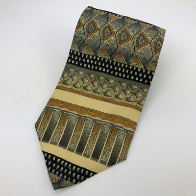Prima 100% Silk Multicolor Geometric Abstract 57" x 3.75" Mens Neck Tie ...