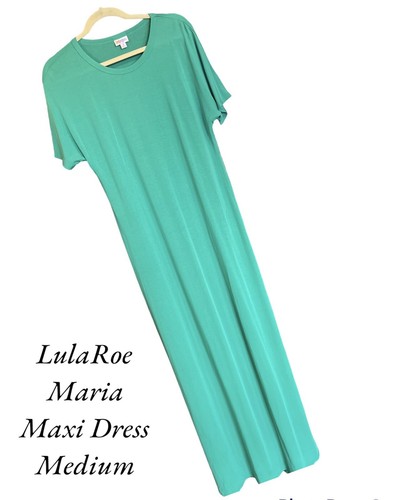 NWT LulaRoe Maria Maxi Dress- Rare Solid Green- Knit Material- Size M ...