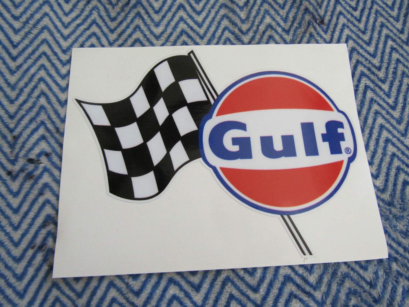GULF RACING FLAG ORANGE BLUE LEFT RIGHT PAIR VINTAGE LOGO DECALS ...