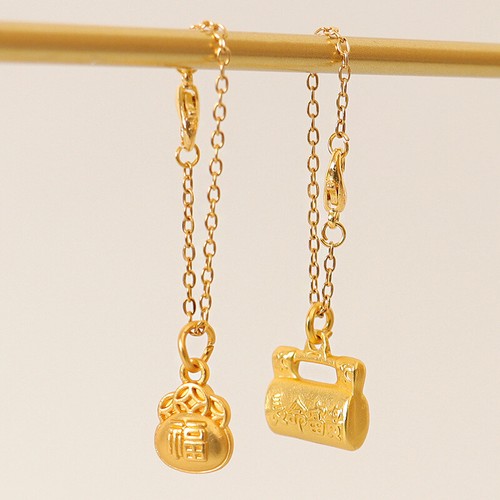 Dollhouse Simulation Mini Longevity Lock Jade Gourd Lucky Bag Gold Lock ...