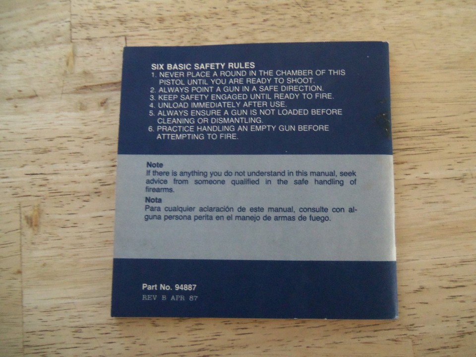 ORIGINAL FACTORY MANUAL COLT Mk IV/Series 80 Government Model Owner's ...