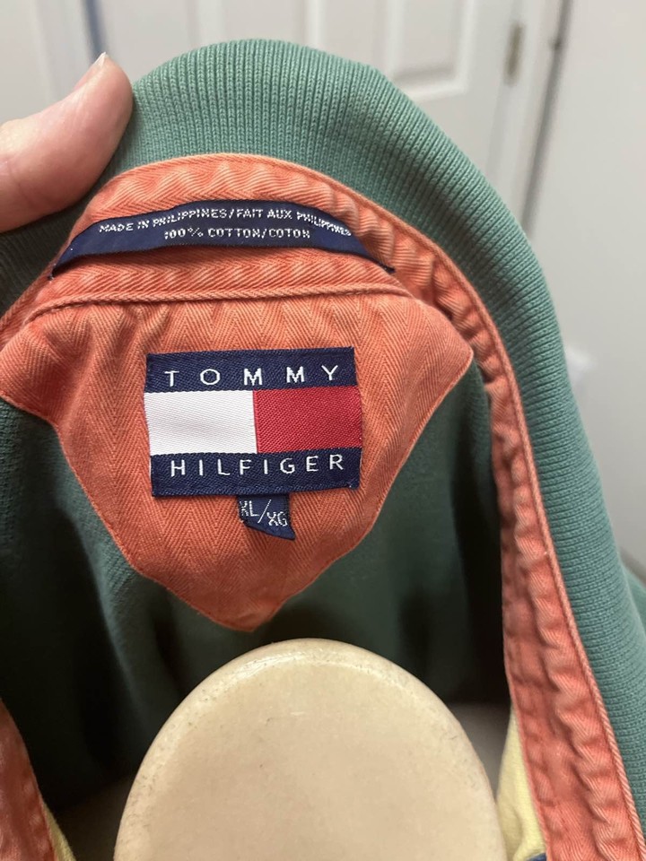 Vintage Color Block Rugby Polo Shirt Mens XL Green Yellow Blue 90s ...