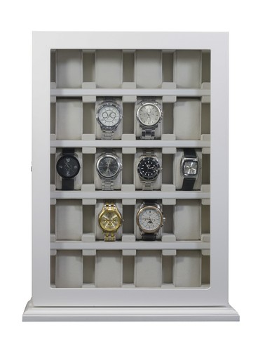 20 Slot White Wood Watch Display Hanging Storage Box Stand for ...