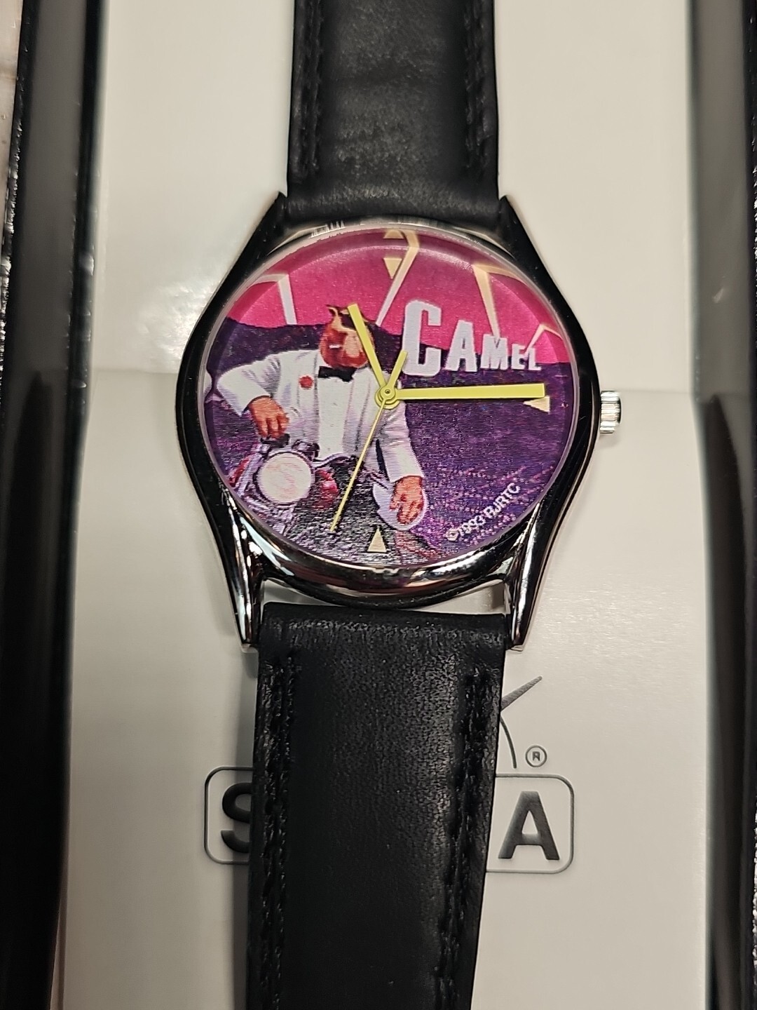 Vintage Joe Camel White Tux Sweda Watch Black Leather Band Med 6" to 8 ...