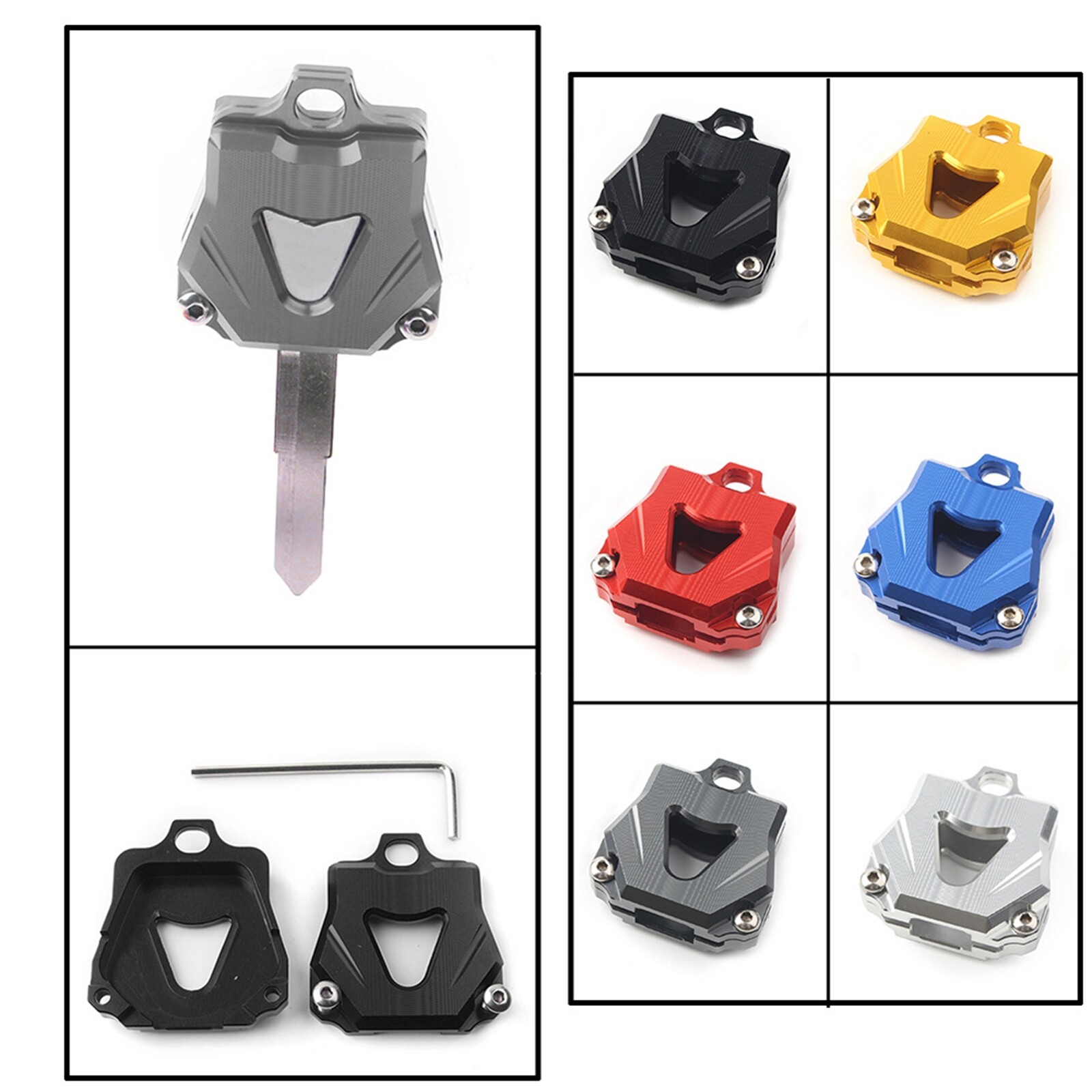 Motorcycle Key Case Shell Silver For Yamaha R15 R1 R6 MT-07 MT-09 FZ6 ...