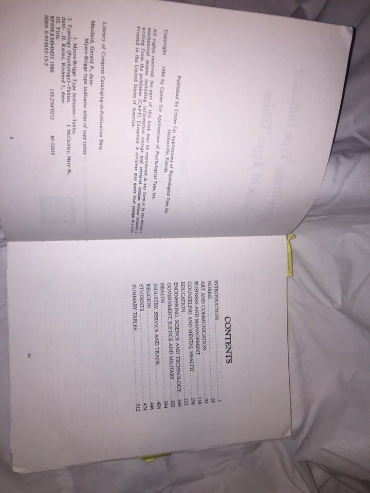 Myers-Briggs Type (MBTI) Indicator Atlas of Type Tables 1986 | eBay