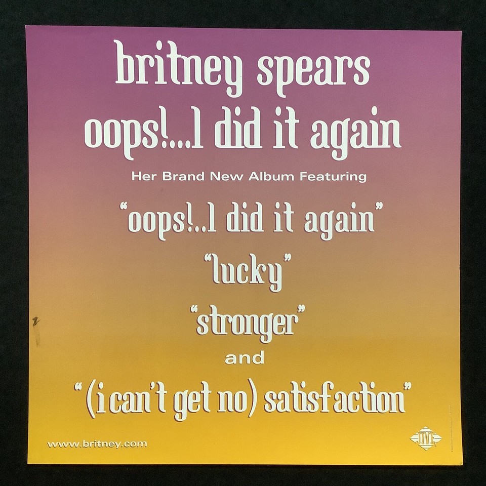 RARE PROMO Britney Spears LP FLAT POSTER Oops! I Did It Again 2000 pop Lucky ! | eBay