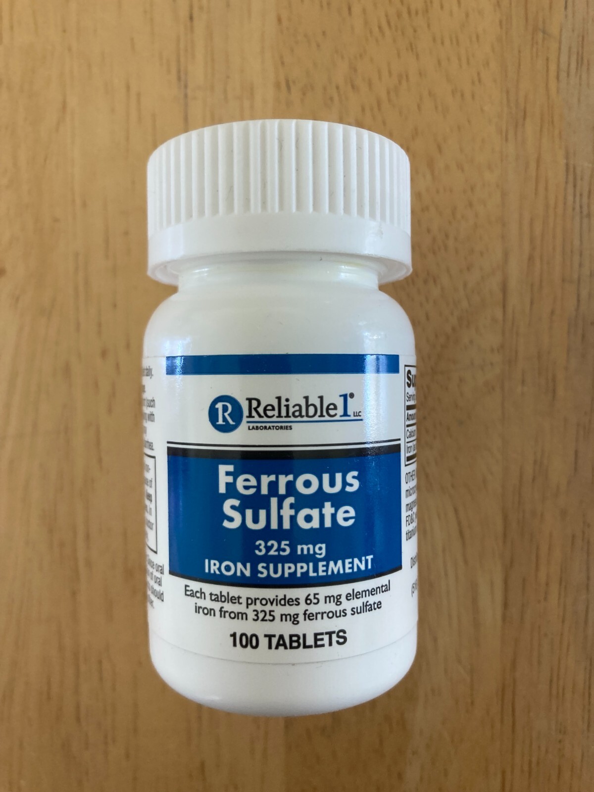 Reliable-1 Laboratories Ferrous Sulfate 325 mg, Iron supplement 100 ...