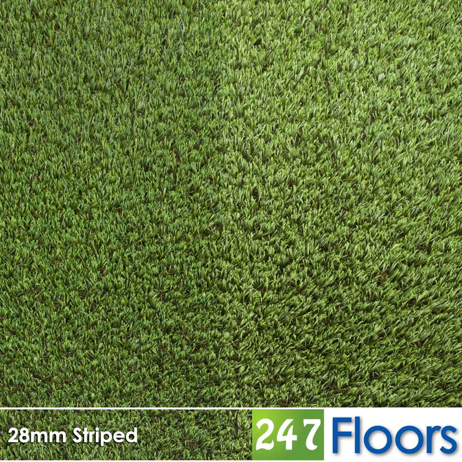 Striped 28mm Realistic Artificial Grass, Natural Look Garden Lawn Turf ...